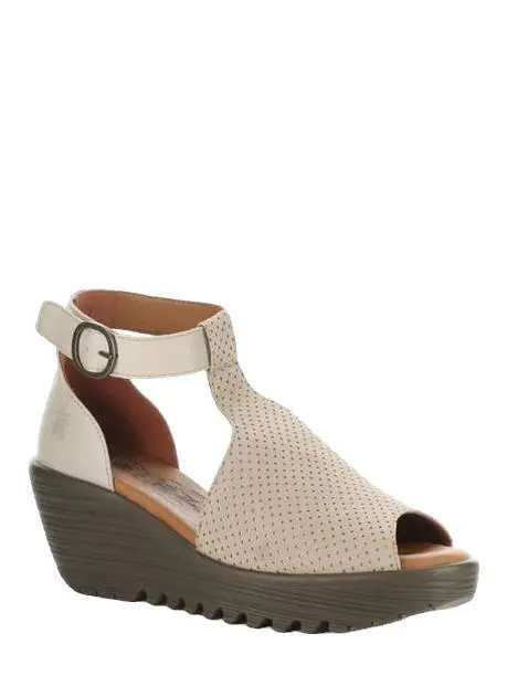 Fly London Lemo Ankle Strap Platform Wedge Sandal - Taupe