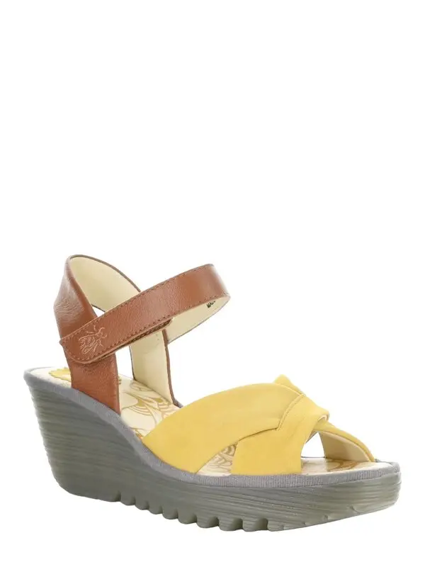 Fly London Yorg Platform Wedge Sandals - Bumblebeetan