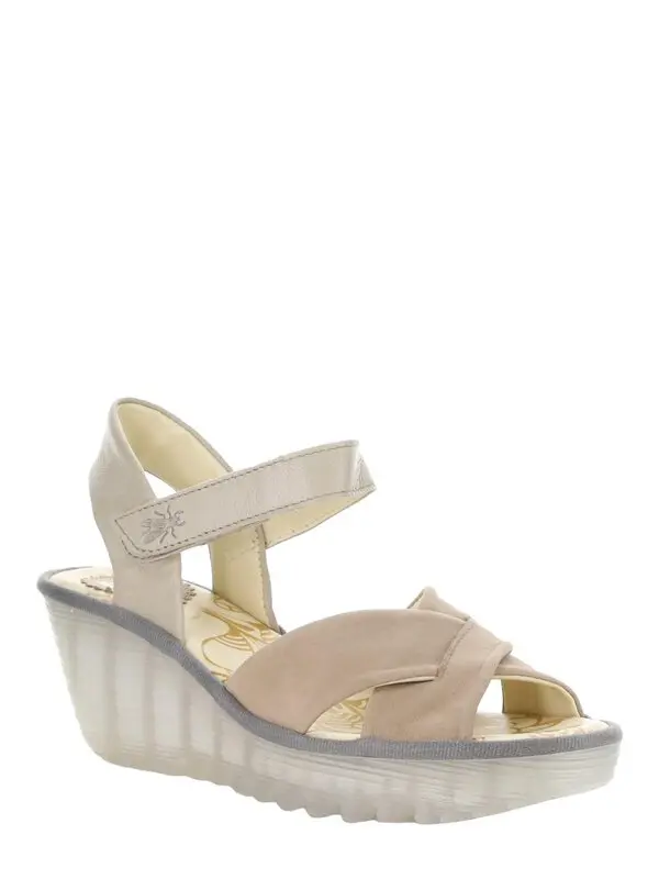 Fly London Yorg Platform Wedge Sandals - Taupe