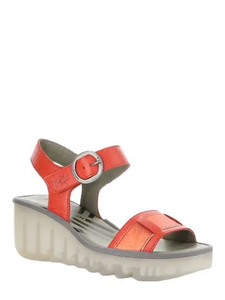 Fly London Beik Platform Wedge Sandal - 002 Red