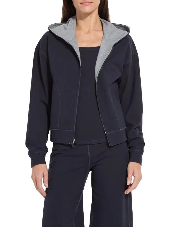 Lyssé Jovie Reversible Zip Hoodie - True Navy/grey Melange