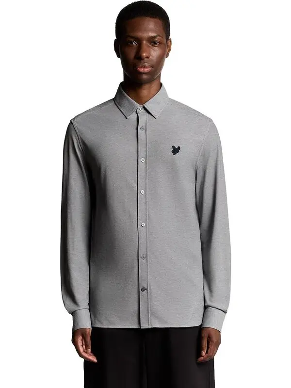 LYLE & SCOTT Jacquard Stripe Long Sleeve Shirt - White/deep Tan