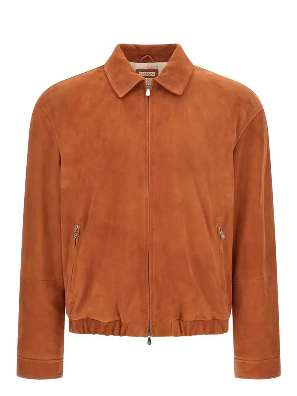 Brunello Cucinelli Country Suede Jacket - Orange