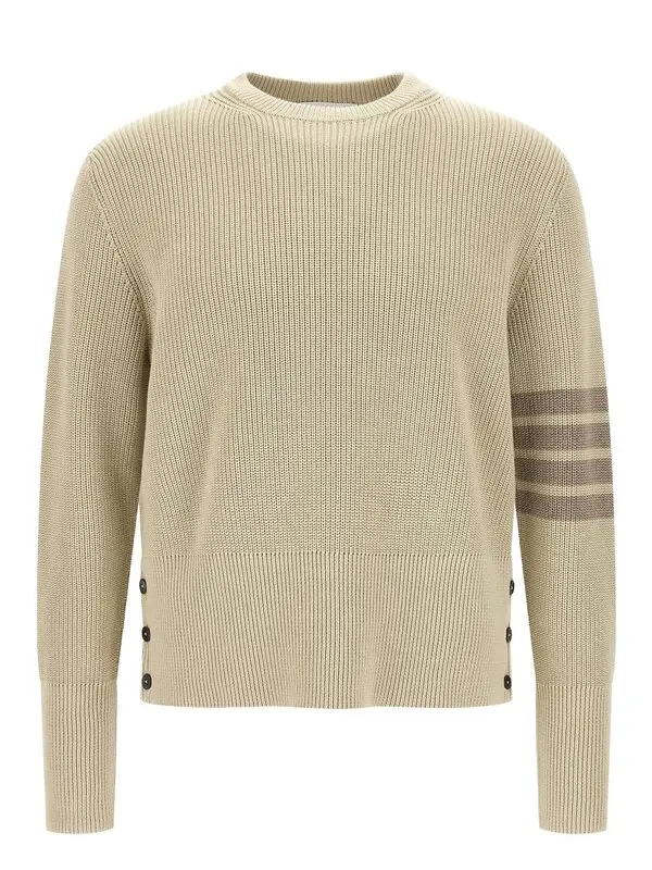 Thom Browne 4-bar Cotton Sweater - Beige