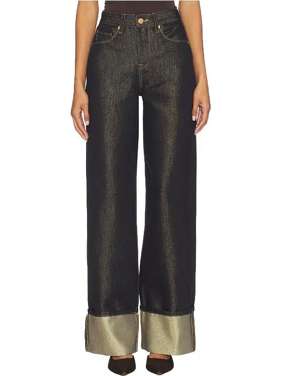 Blanknyc Cuffed Wide Leg Jeans - Blue