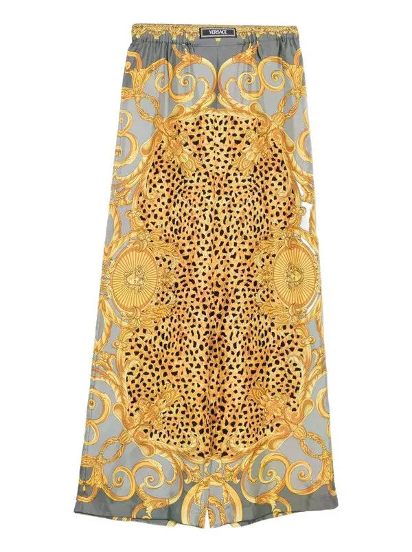 Versace Printed Silk Twill Pants - Yellow