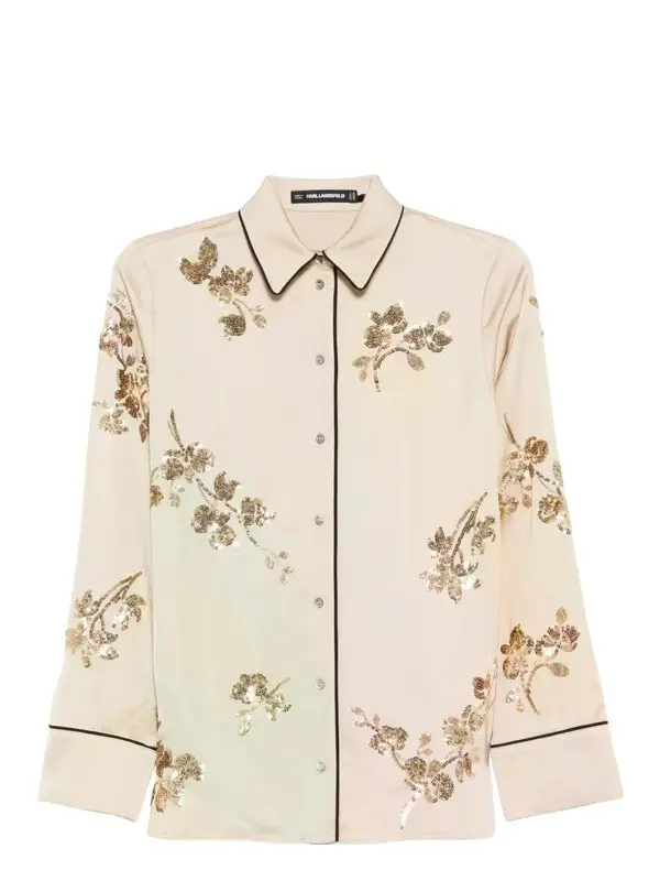 Karl Lagerfeld Sequin-embellished Button-up Blouse - Neutrals