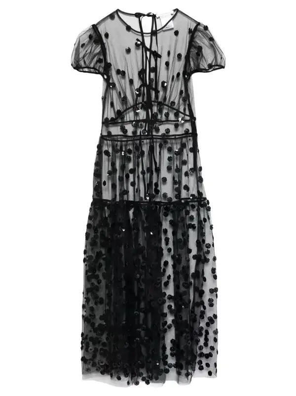 Cecilie Bahnsen Nanna Sequin Blossom Dress - Black