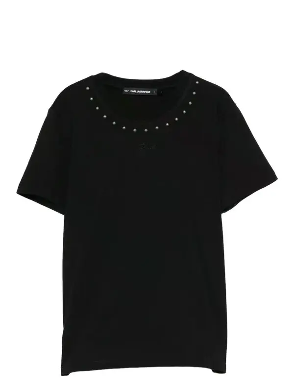 Karl Lagerfeld Stud-embellished Crew-neck T-shirt - Black