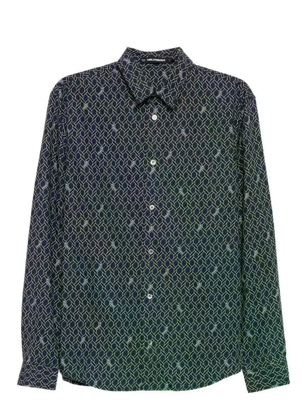 Karl Lagerfeld Aop Lslv Shirt - Blue