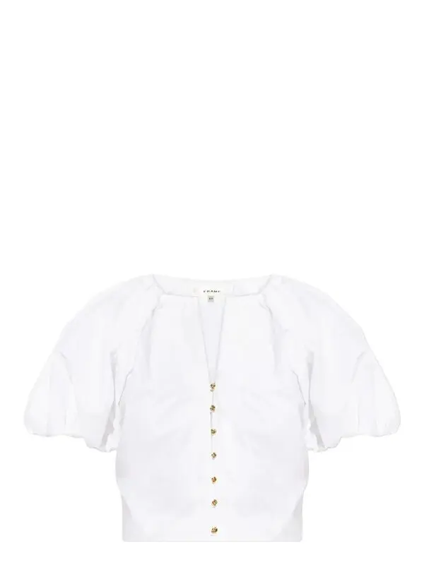 FRAME Puff-sleeve Buttoned Top - White