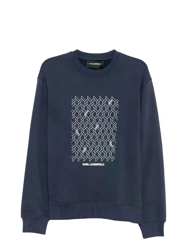 Karl Lagerfeld Geometric-print Crew-neck Sweatshirt - Blue