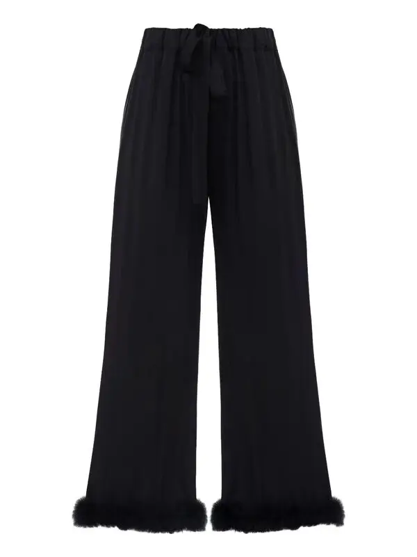Sleeper Feather Trim Trousers - Black