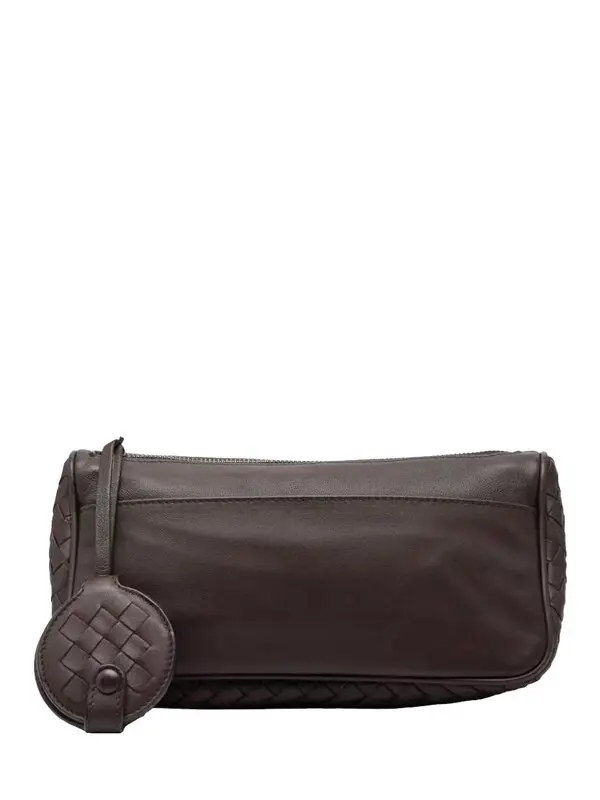 Bottega Veneta 2012-2025 Intrecciato Trimmed Nappa Zipped Pouch - Brown