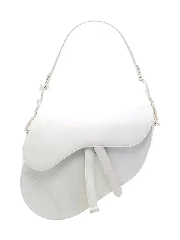Dior 2019 Ultra Matte Calfskin Saddle Shoulder Bag - White