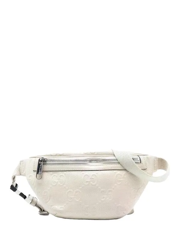 Gucci Gg Embossed Perforated Leather Belt Bag - White