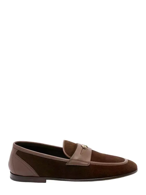 Dolce & Gabbana Split Emblem Penny Loafers - Brown