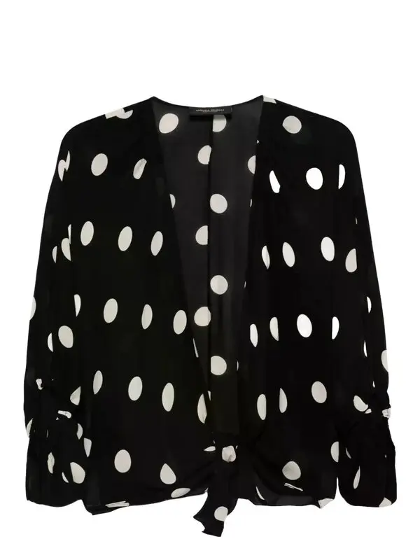 ADRIANA DEGREAS Polka-dot Tie Blouse - Black