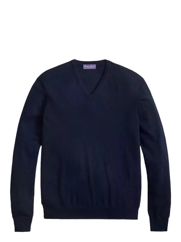 Ralph Lauren Purple Label Cashmere V-neck Sweater - Blue