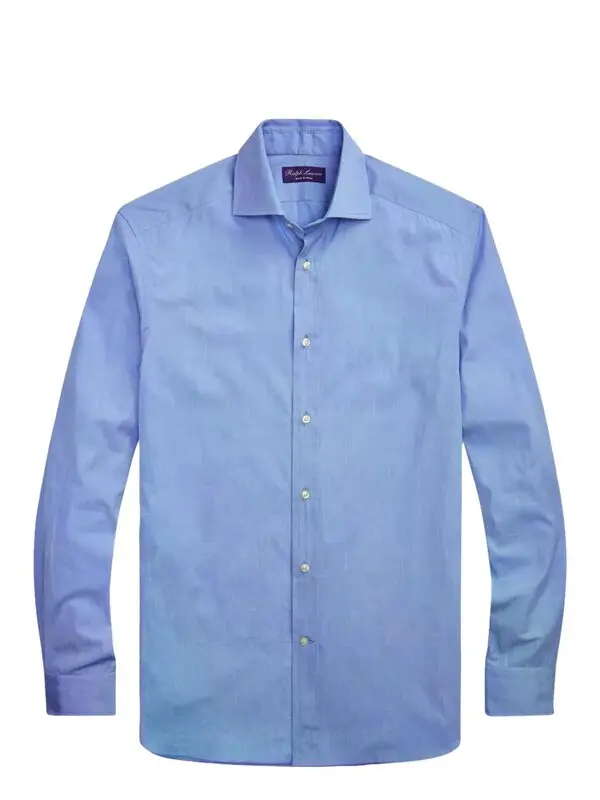 Ralph Lauren Purple Label End-on-end Buttoned Shirt - Blue