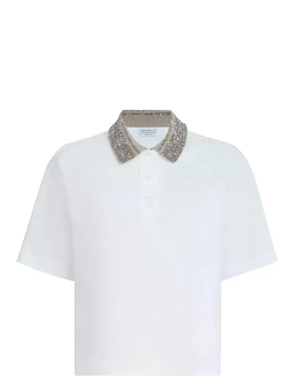 Brunello Cucinelli Knit-collar Polo Shirt - White