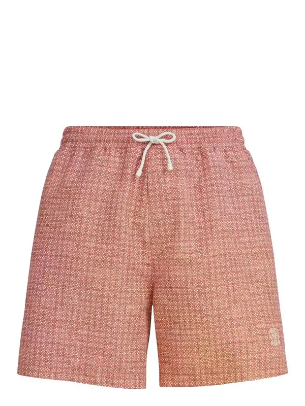 Brunello Cucinelli Flower-print Swim Shorts - Orange