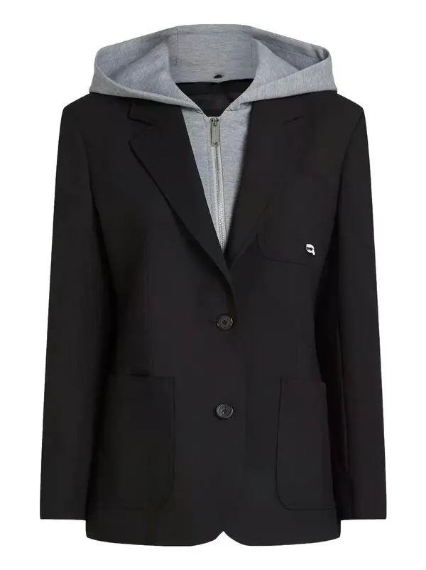 Karl Lagerfeld Ikon Hooded Blazer - Black