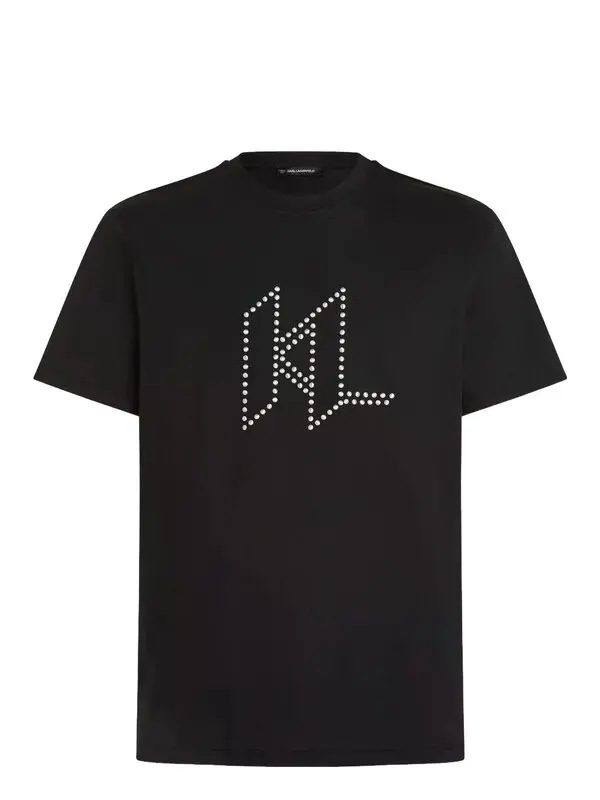 Karl Lagerfeld Dna Studded-monogram T-shirt - Black