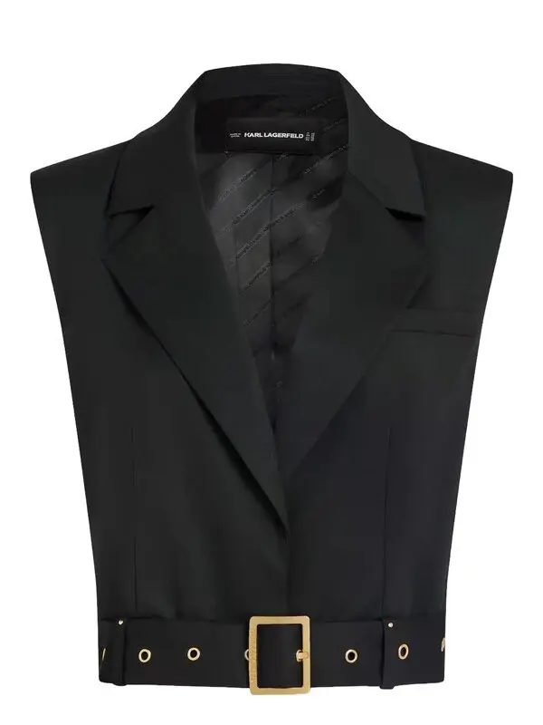 Karl Lagerfeld Studded Belted-waist Gilet - Black
