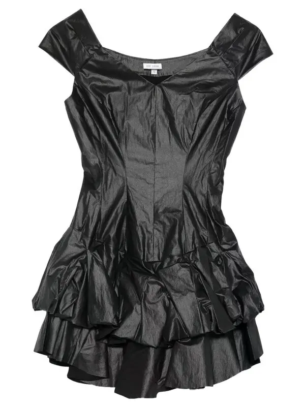 JUDY TURNER Oli V-neck Ruffled Mini Dress - Black