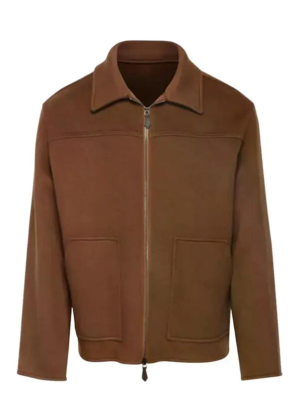 Isaia Collared Zip Jacket - Brown