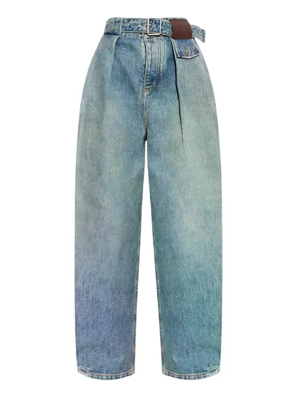 Loewe Pleated Jeans With Belt - Blue