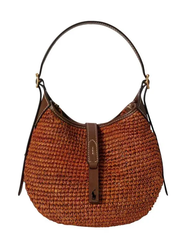 Polo Ralph Lauren Small Polo Id Raffia Shoulder Bag - Brown