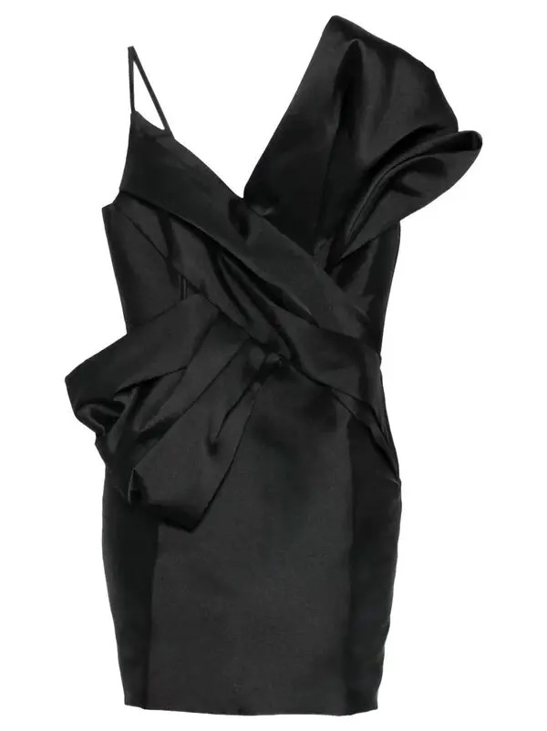 MARQUES' ALMEIDA Bow V-neck Mini Dress - Black