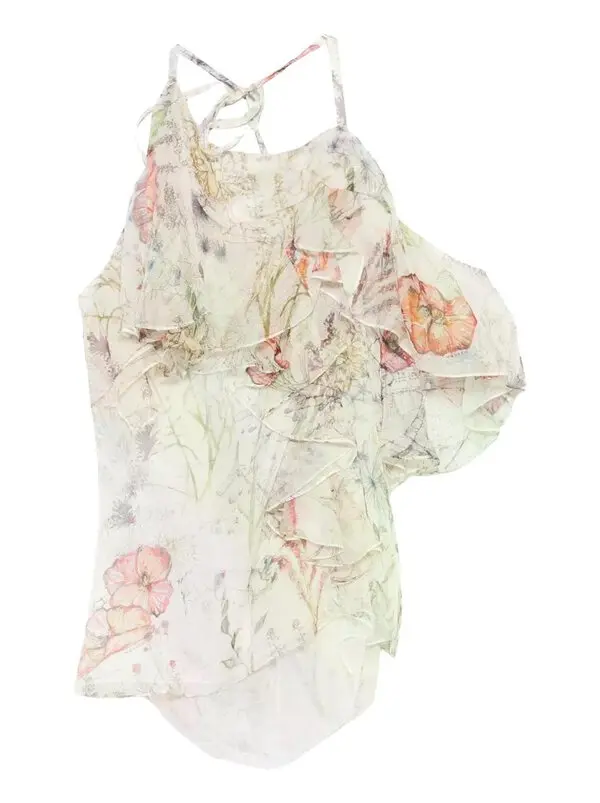 Alexander McQueen Floral-print Top - Neutrals
