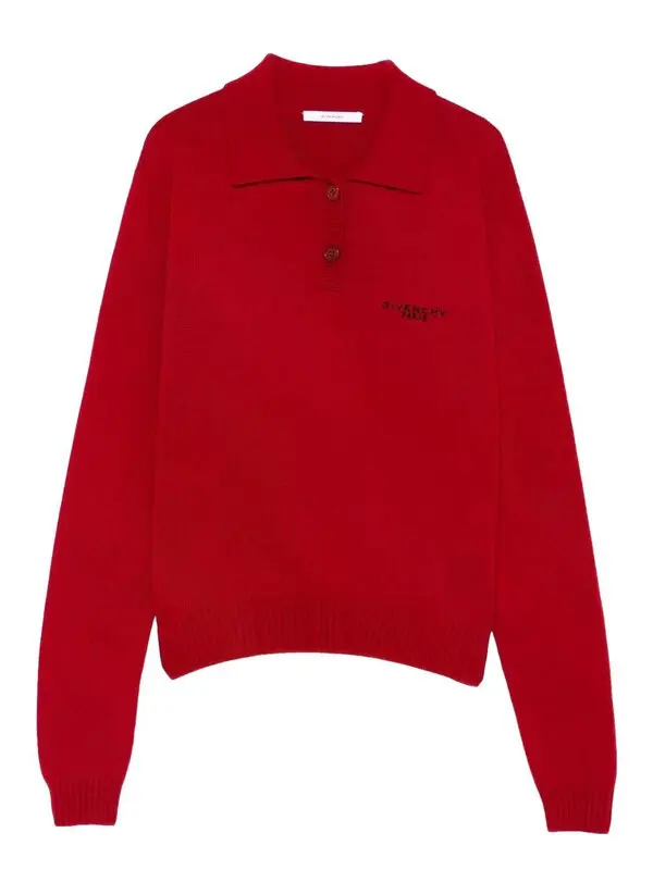 Givenchy Long-sleeves Polo Top - Red