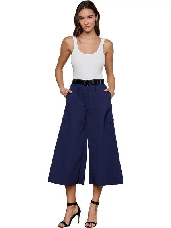 L'Agence Shoda Cropped Wide-leg Pants - Midnight