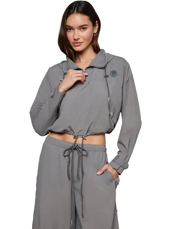 L'Agence Bronwyn Cropped Windbreaker - Medium Grey