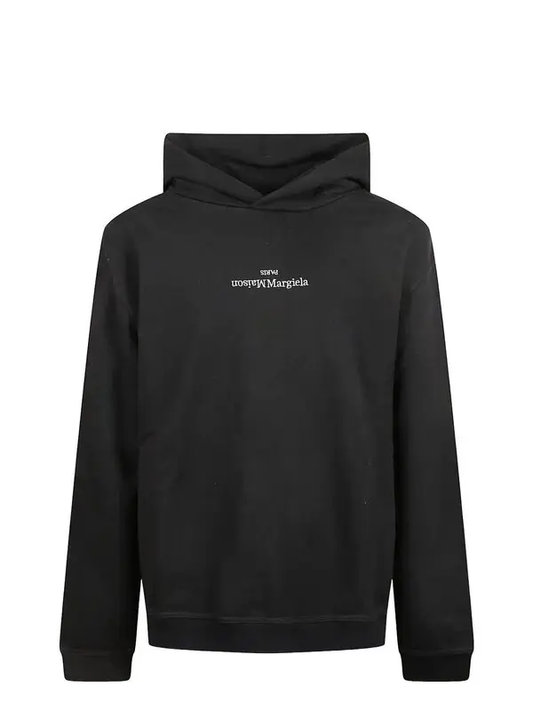 MAISON MARGIELA Logo-embroidered Hoodie - Black