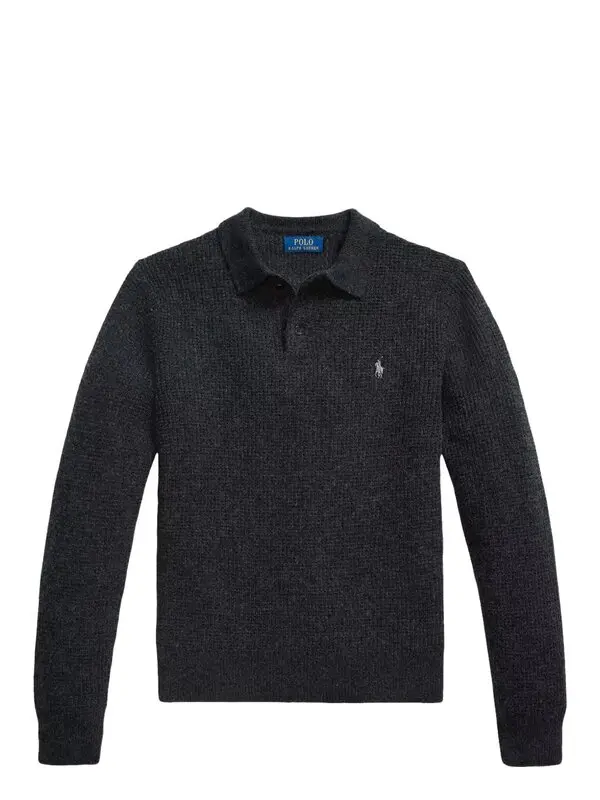 Polo Ralph Lauren Waffle-knit Polo-collar Sweater - Grey