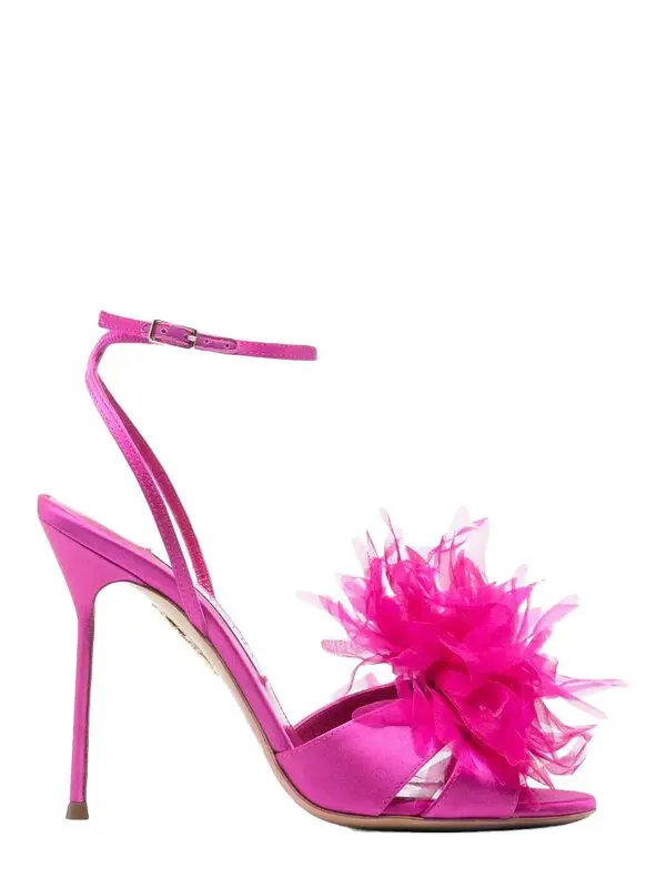 AQUAZZURA Poème Feather-detail Sandals - Pink