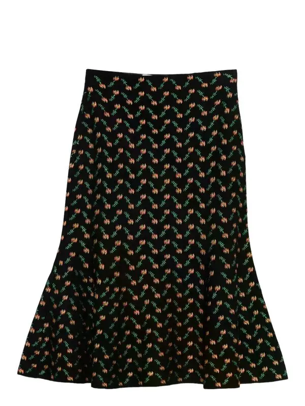 Alexander McQueen Floral Jacquard Midi Skirt - Black