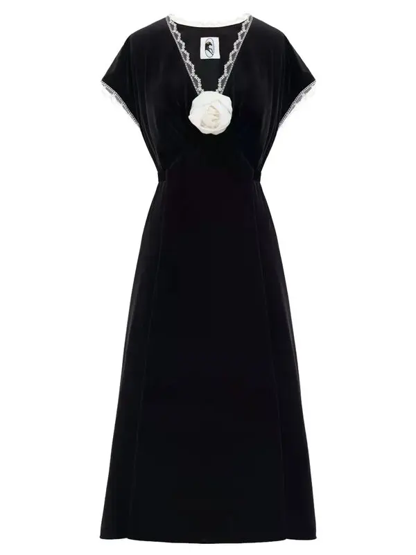 Sleeper The Genus Rose Midi Dress - Black