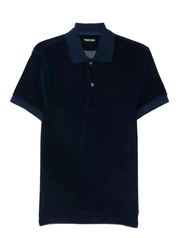 TOM FORD Button Knitted Polo Shirt - Blue