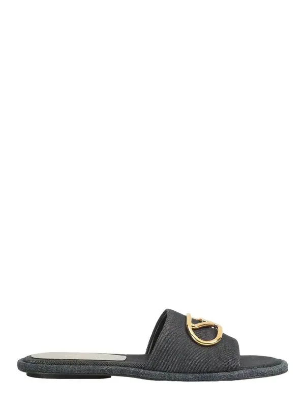 SERGIO ROSSI Open Toe Flat Sandals - Blue