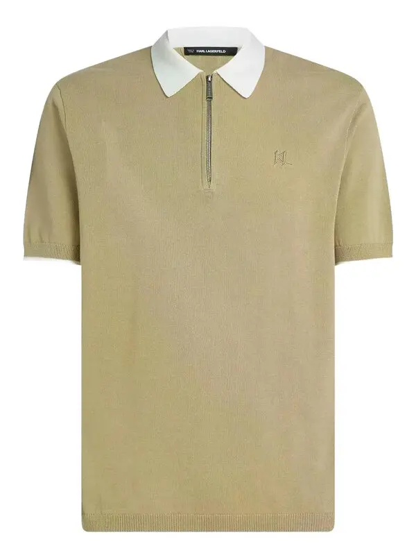 Karl Lagerfeld Contrast-collar Half-zip Polo Shirt - Neutrals