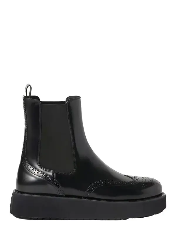 Miu Miu Brogue-detail Leather Boots - Black