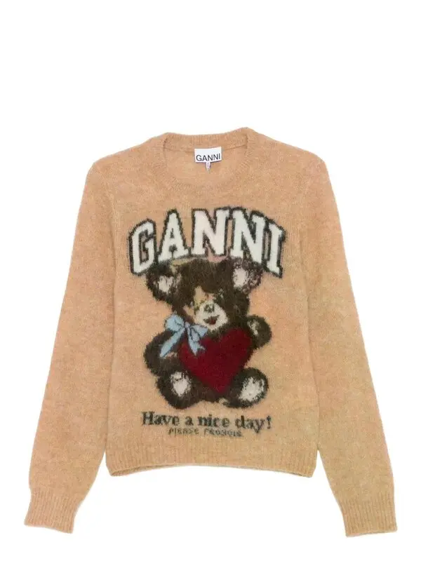 GANNI Patterned Jacquard Sweater - Brown