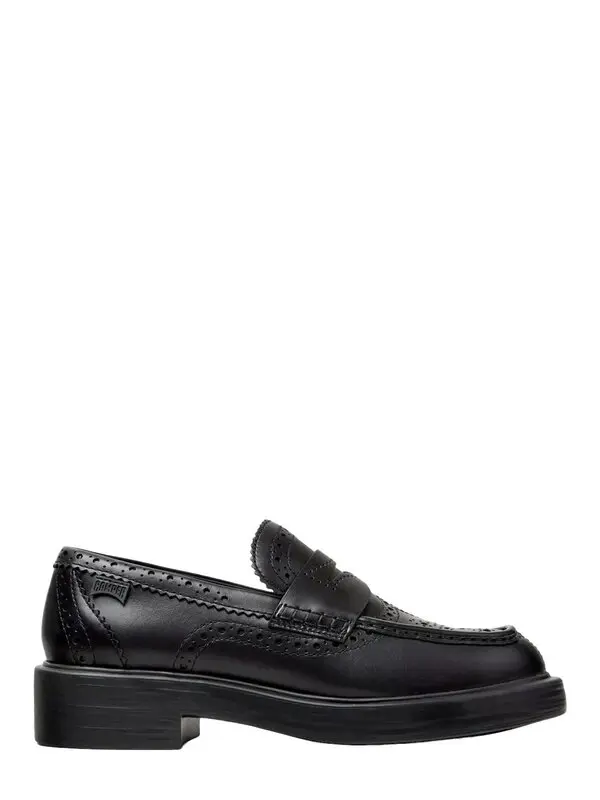 Camper Smooth Leather Brogue Loafers - Black