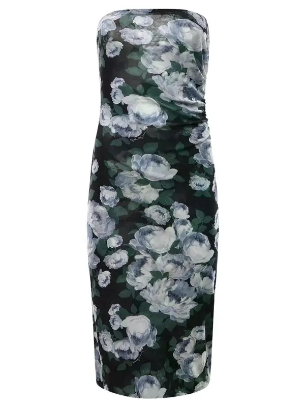 Stella McCartney Floral Strapless Midi Dress - Black